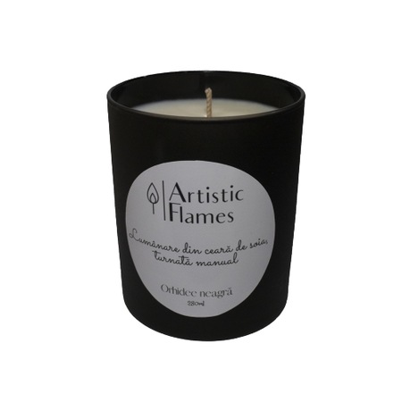 Lumanare parfumata din ceara de soia, Artistic Flames, Orhidee neagra ...