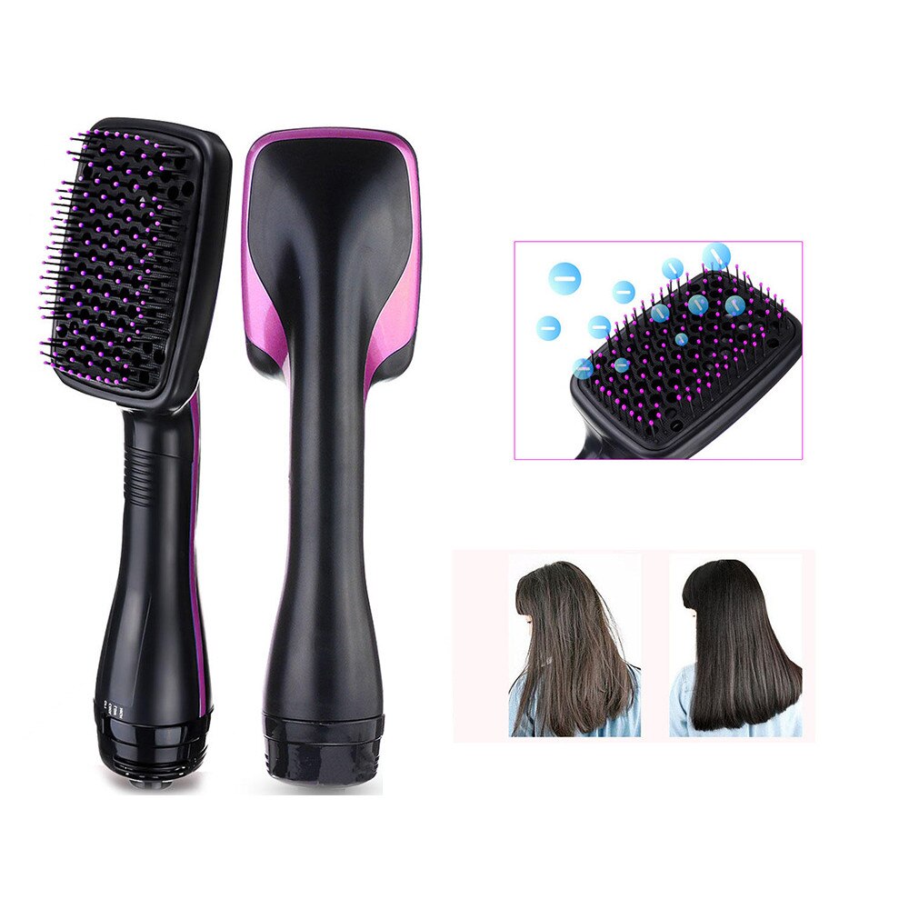 Perie electrica pentru indreptat parul, Royal, 1000W, cu uscator, Negru ...