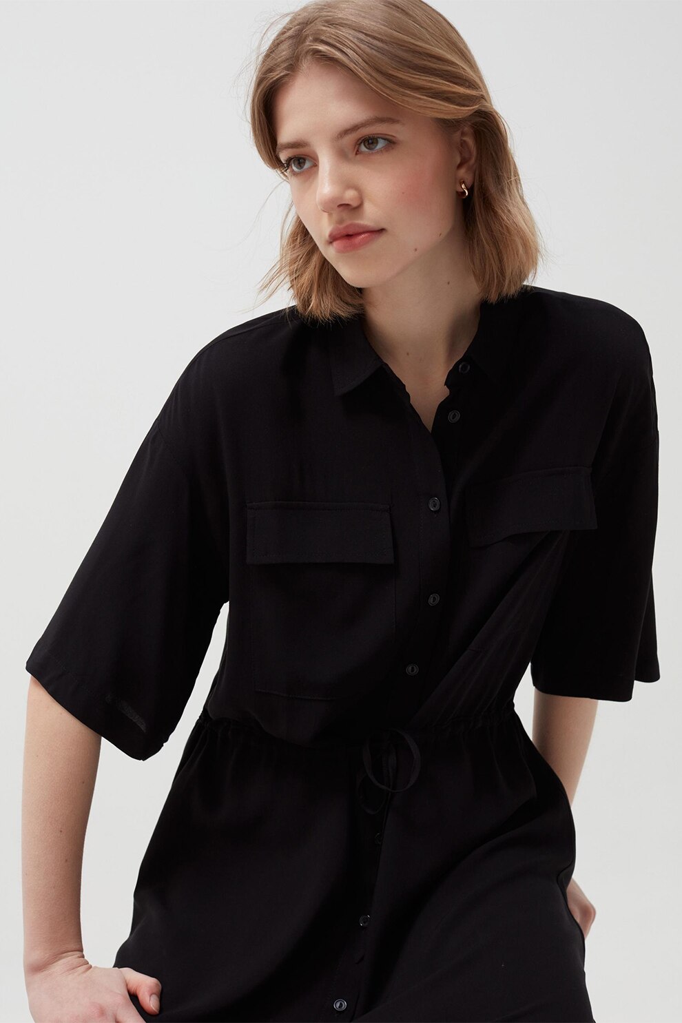 OVS, Разкроена рокля с връзки, Черен, 42 - eMAG.bg