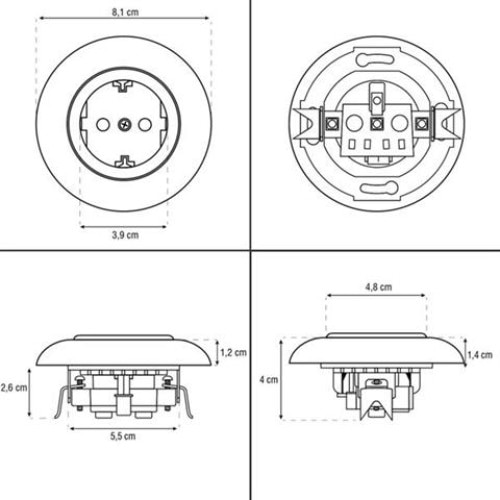 Priza schuko retro vintage rotunda alba 230V 16A - eMAG.ro