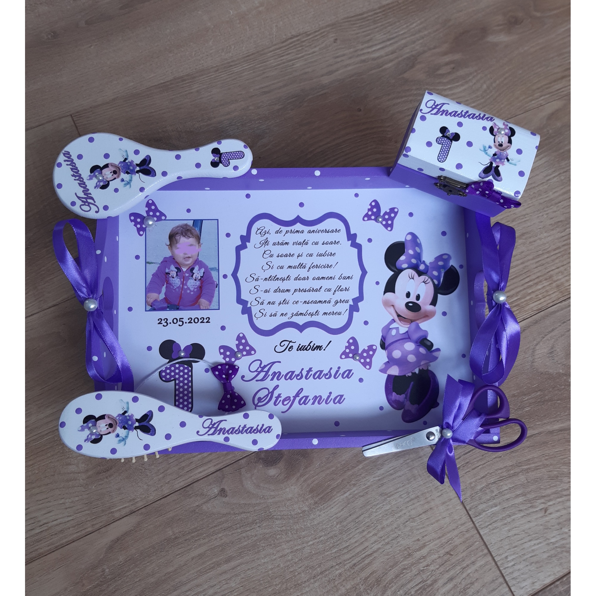 Set pentru taierea motului, Minnie, mov, pentru fetita, 6 piese - eMAG.ro