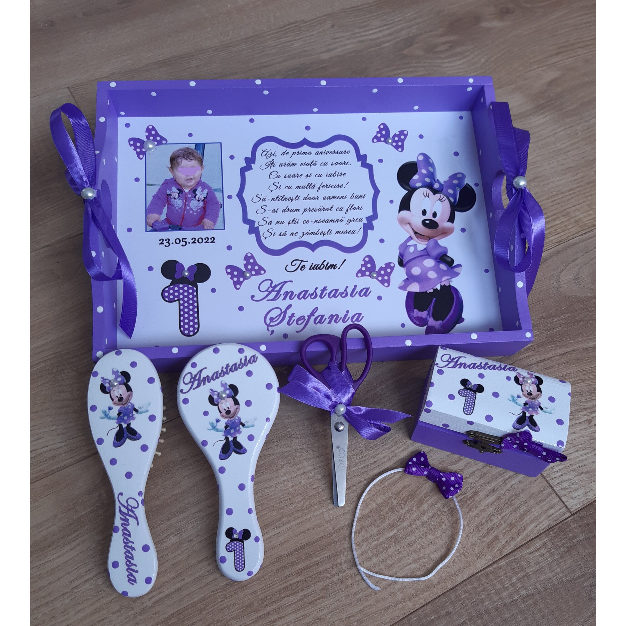 Set pentru taierea motului, Minnie, mov, pentru fetita, 6 piese - eMAG.ro