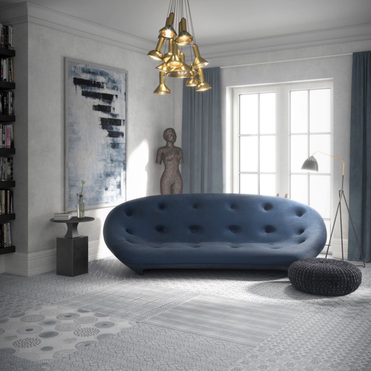 Gresie TEX, pattern natural, alb/gri, 59.55X59.55 cm, rectificata ...