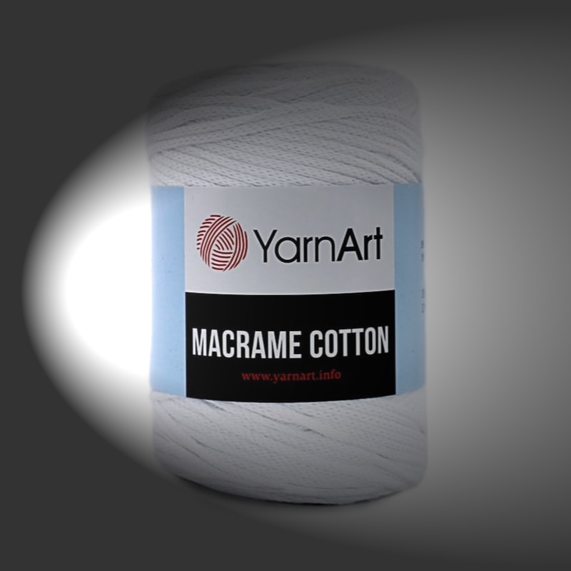 Fir textil Macrame Cotton, YarnArt, 3 mm, Bumbac/Poliester, Alb, 225 m ...