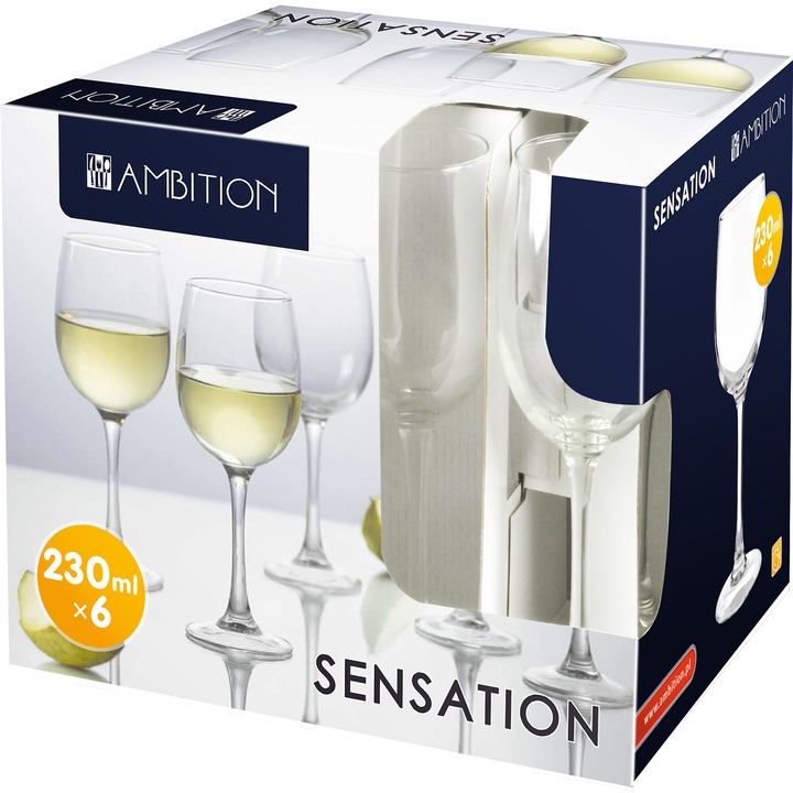 Комплект 6 чаши за вино Ambition Sensation, 230 мл - eMAG.bg