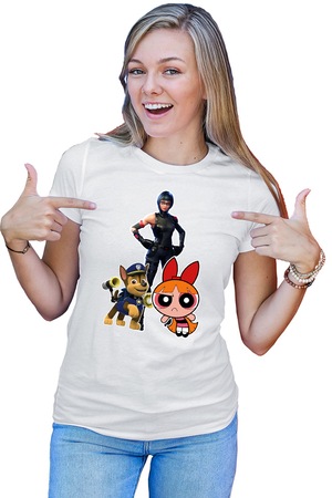 Дамска тениска Fortnite Panter Cat Costume Skin Powerpuff Girls, Бял ...