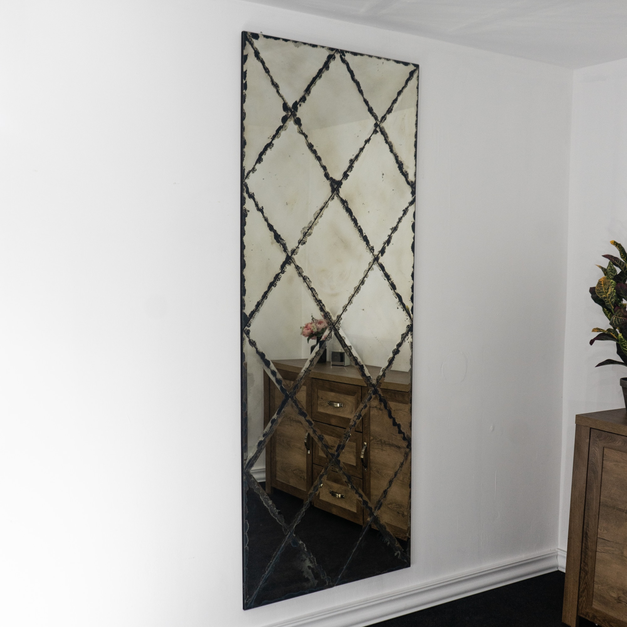 Panou oglinda romburi fazetate, 200x80cm, argintiu antichizat - eMAG.ro