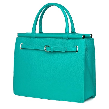 Geanta dama din piele naturala Giorgia turcoaz - eMAG.ro