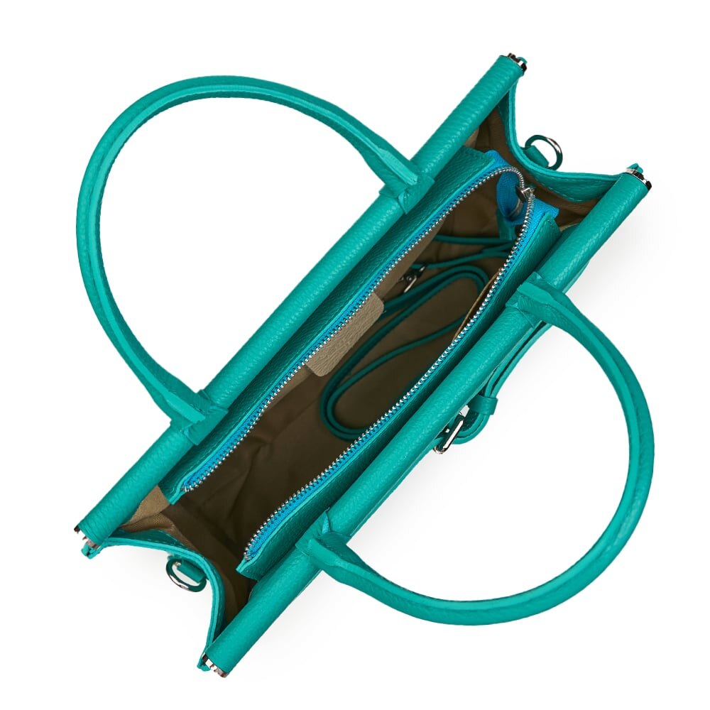 Geanta dama din piele naturala Giorgia turcoaz - eMAG.ro