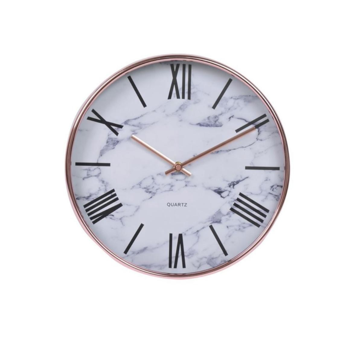 Ceas de perete cu design de marmura, Auriu / Alb, 31 cm - eMAG.ro