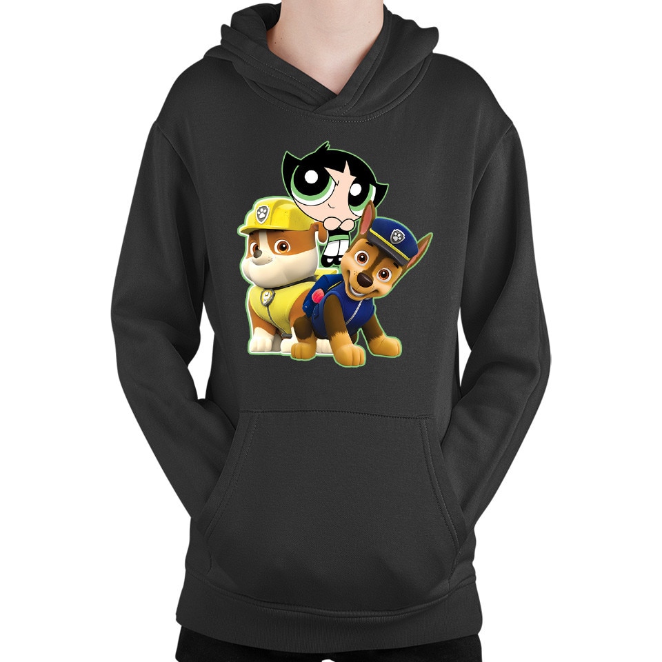 Детски суичър Paw Patrol Buttercup Powerpuff Girls Police Pup, Черен ...