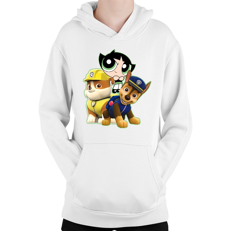 Детски суичър Paw Patrol Buttercup Powerpuff Girls Police Pup, Бял ...