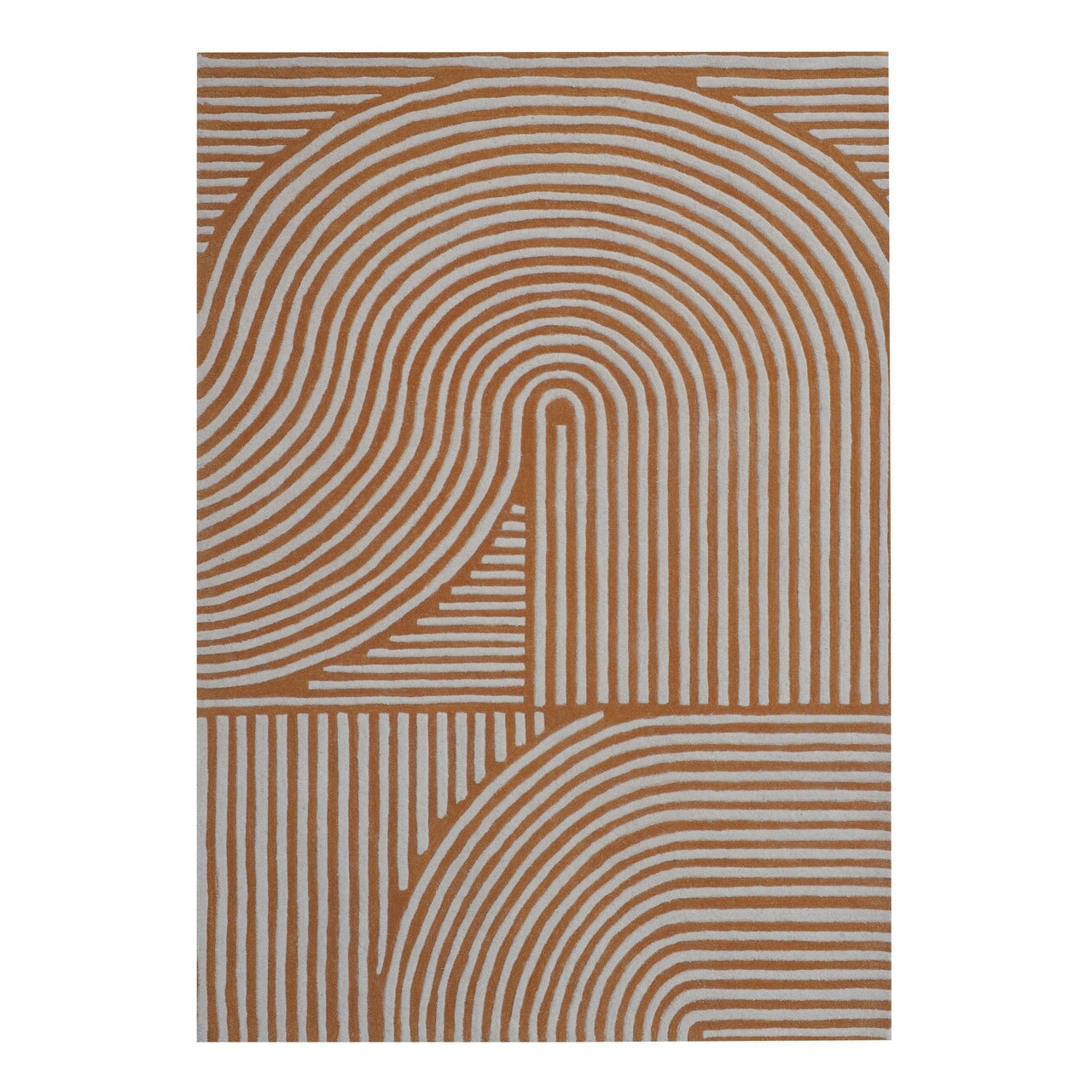 Covor Maze Bedora, 200x300 cm, 100% lana, finisat manual, Maro/Bej ...