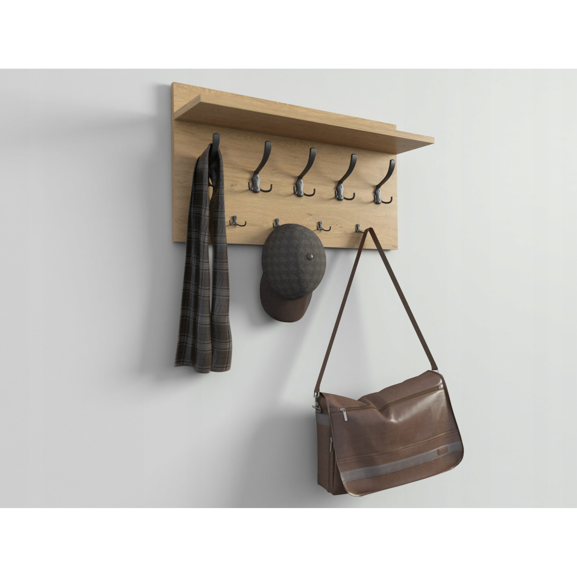 Cuier de perete din lemn, 1052269662, maro, 70 x 40 cm - eMAG.ro