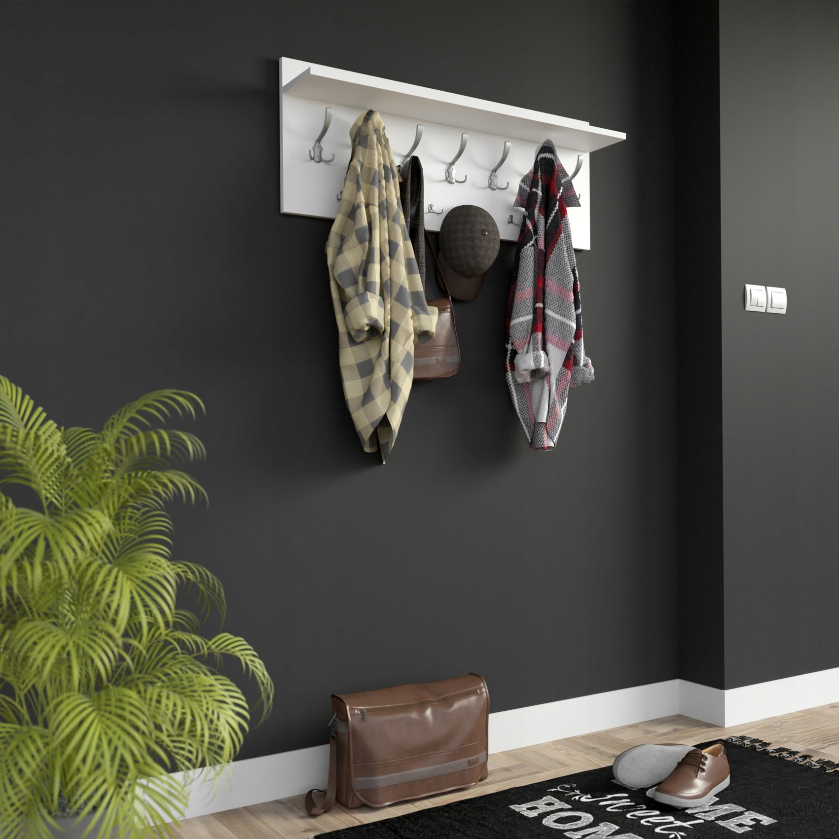 Закачалка 1052270015 За стена Дървена Бяла 40 X 105 см Emag Bg