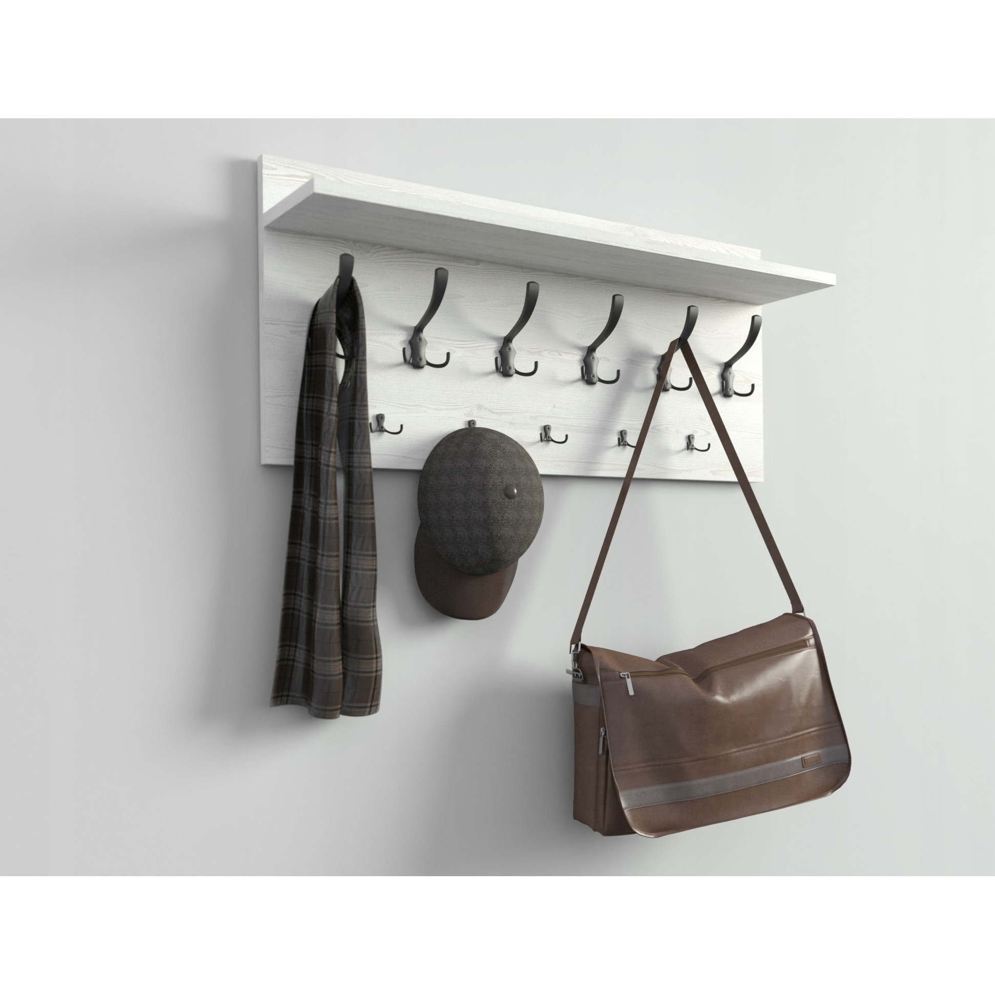 Yrke Előszoba fogas, Fali akasztó, Forgácslap, Króm kampók, 85 x 40cm ...