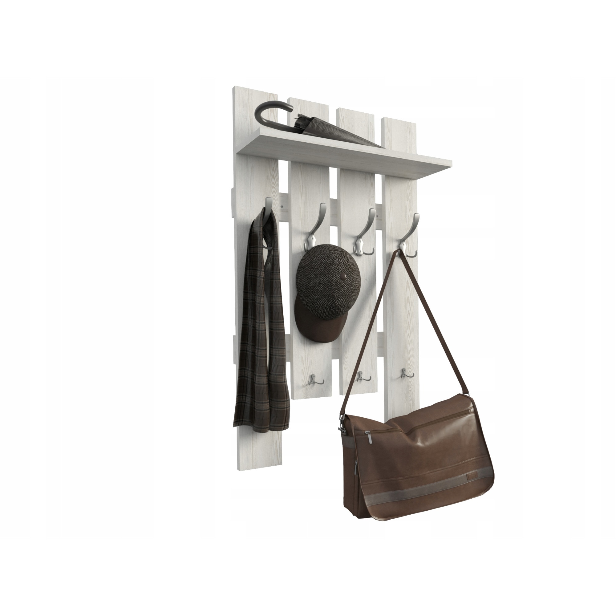 Закачалка за стена 1052271391 От дърво 100 х 40 см Бяла Emag Bg