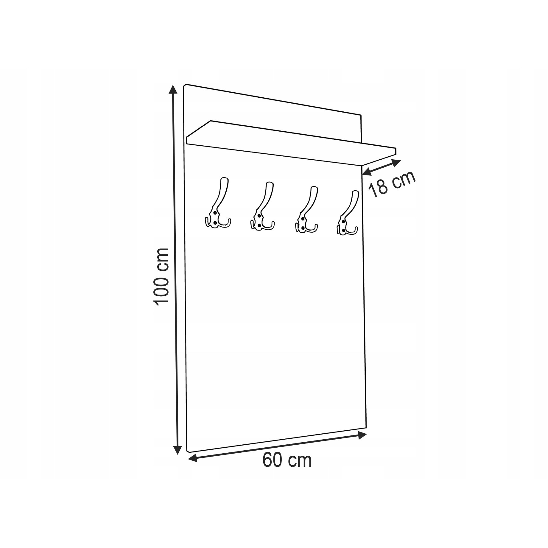 Yrke Előszoba fogas, Fali akasztó, Forgácslap, 100 x 60cm, Dió - eMAG.hu