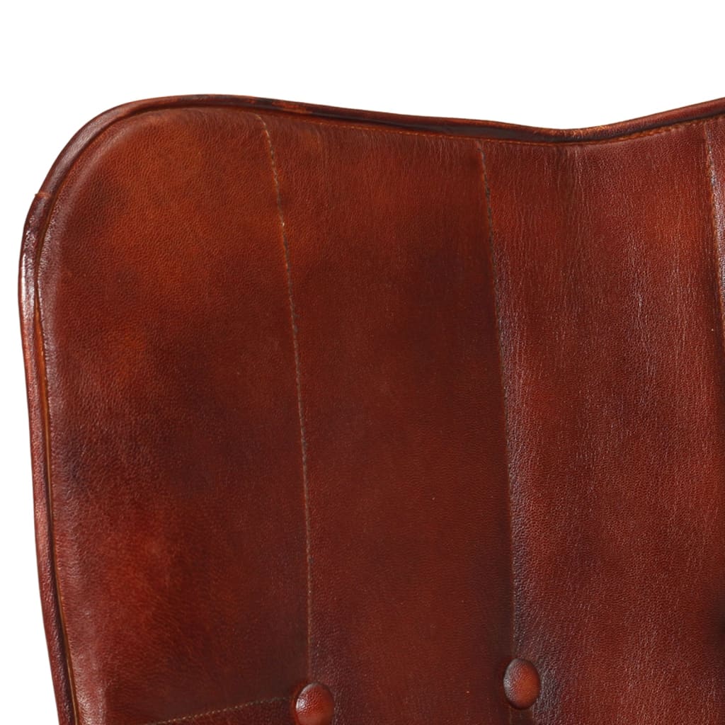 Scaun cu spatar cu aripioare vidaXL, 55 x 41 x 97 cm, maro, piele ...