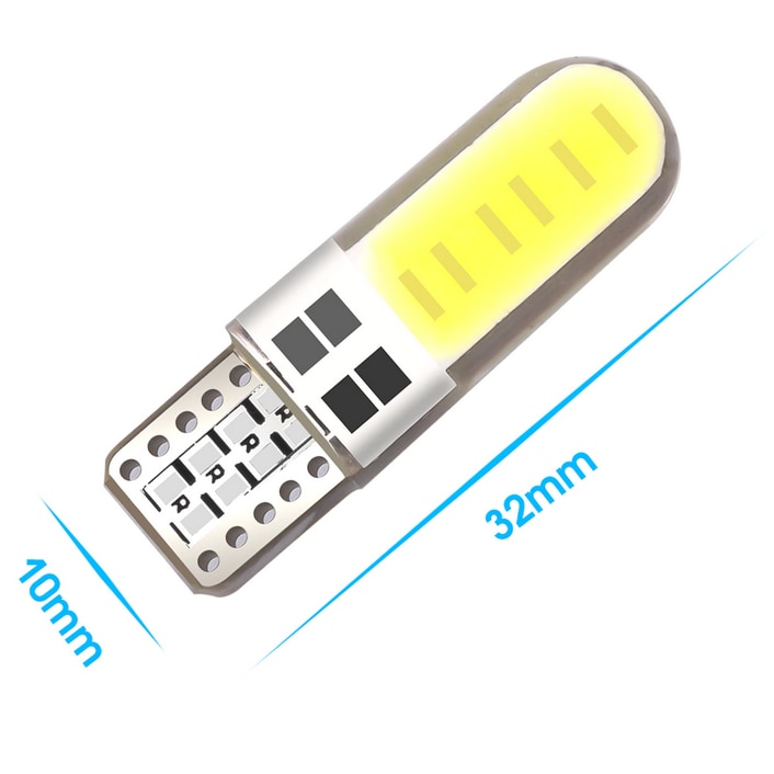 Set 2 becuri LED Ventoo®, imbracat in silicon, soclu T10, pentru lampa ...