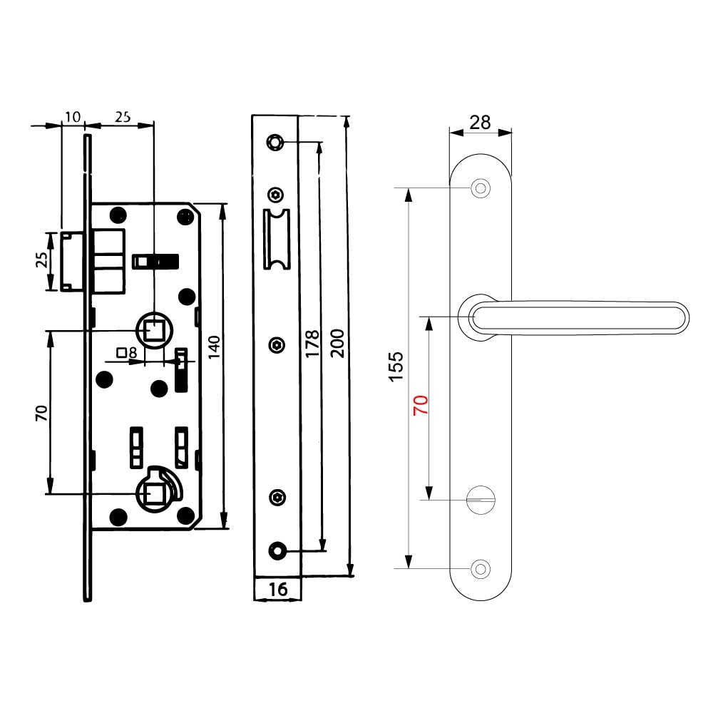 Set broasca ingropata usa toaleta WC, Akpen, backset 25mm, interax 70mm ...