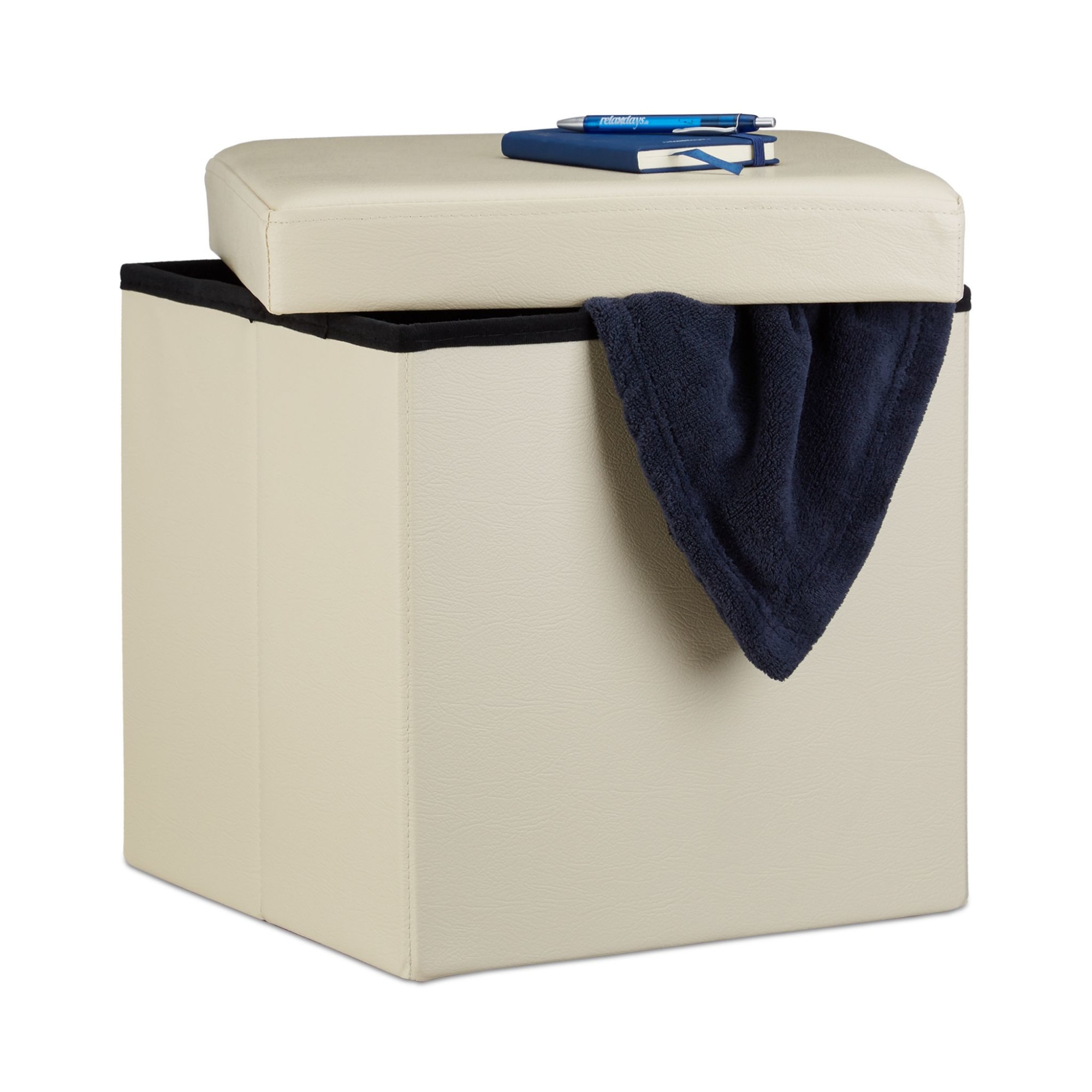 Taburet pliabil RelaxDays, Crem, 38 x 38 x 38 cm - eMAG.ro