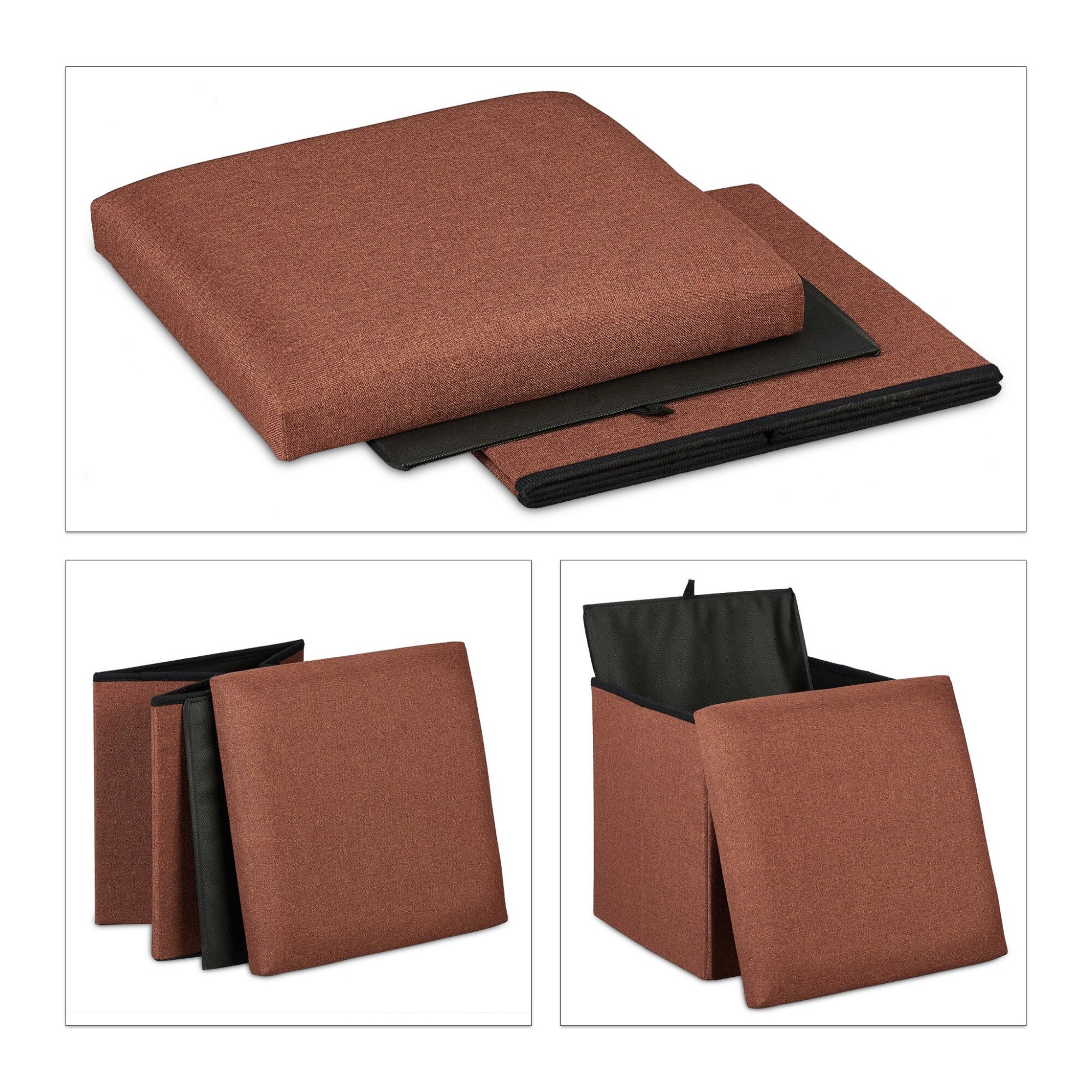 Taburet pliabil Relaxdays, maro, 38x38 cm - eMAG.ro