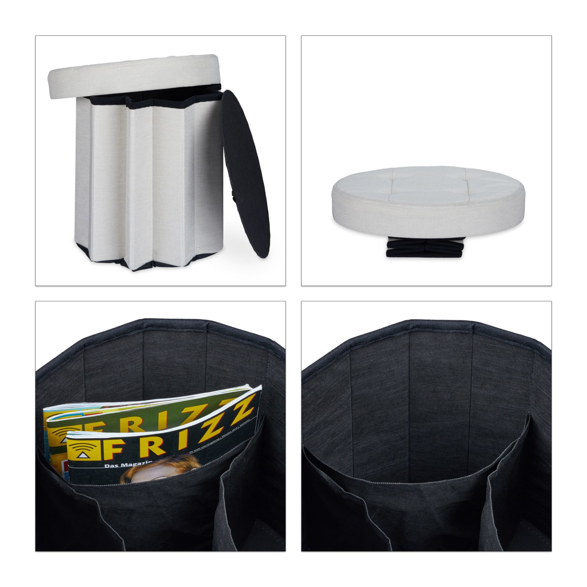 Taburet pliabil Relaxdays, crem, 38x38 cm - eMAG.ro