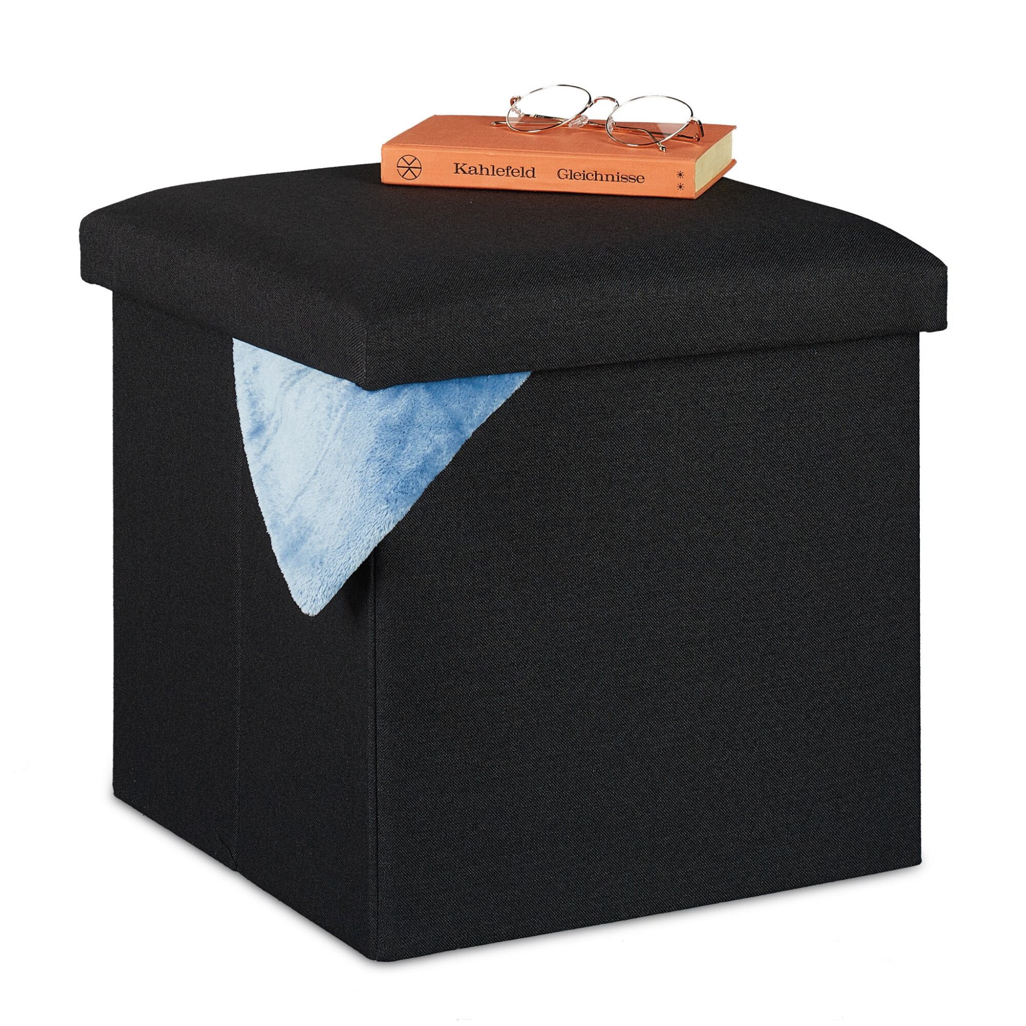 Taburet pliabil Relaxdays, negru, 38x38 cm - eMAG.ro