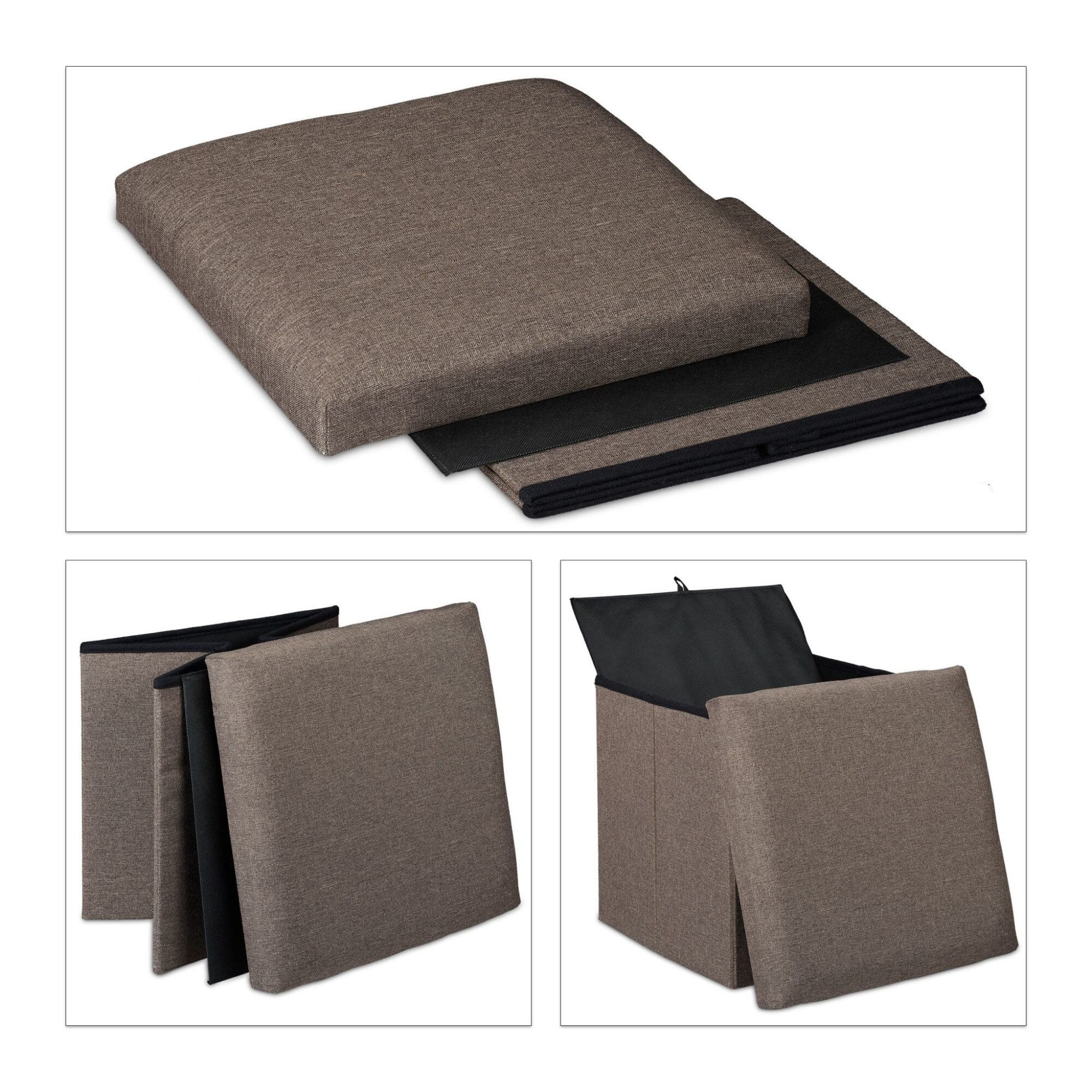 Taburet pliabil Relaxdays, antracit, 38x38 cm, 10031615 - eMAG.ro