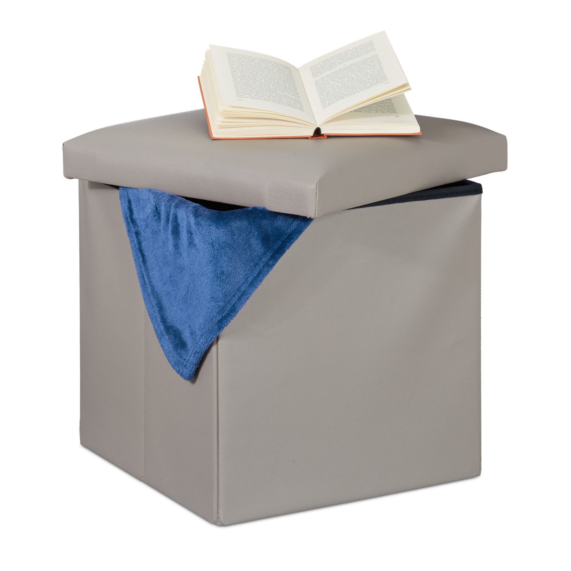 Taburet pliabil Relaxdays, gri, 38x38 cm, 10031585 - eMAG.ro