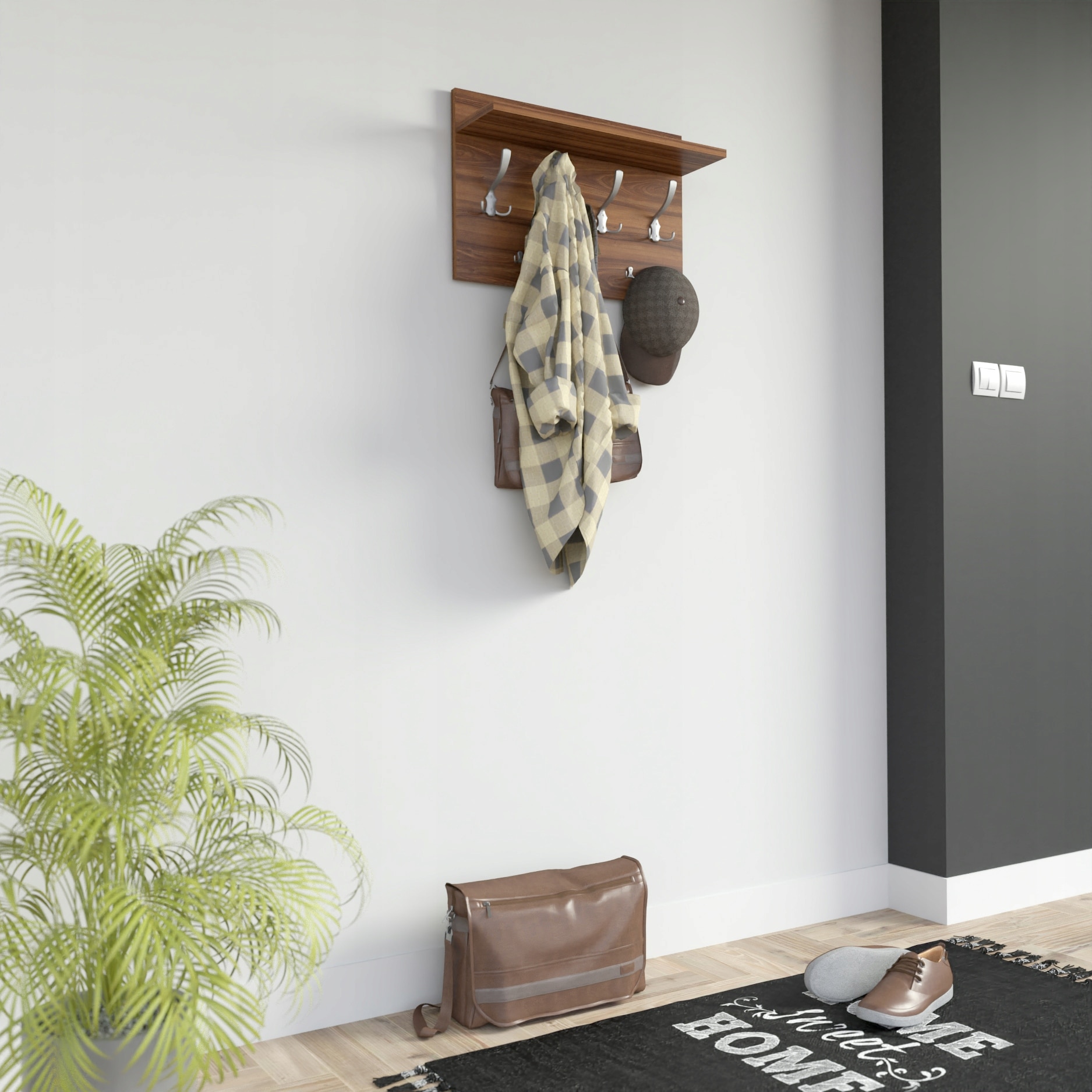 Cuier de perete, PAL, 55 x 40cm, Nuc - eMAG.ro