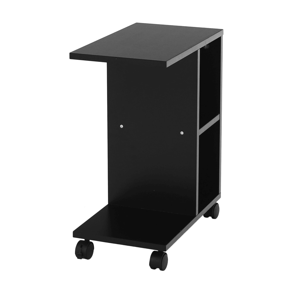 Masuta de cafea, pe roti, negru, cu raft, PAL melaminat, spatiu de ...