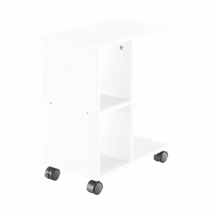 Masuta de cafea alba, cu raft, cu roti, spatiu de depozitare, practica ...