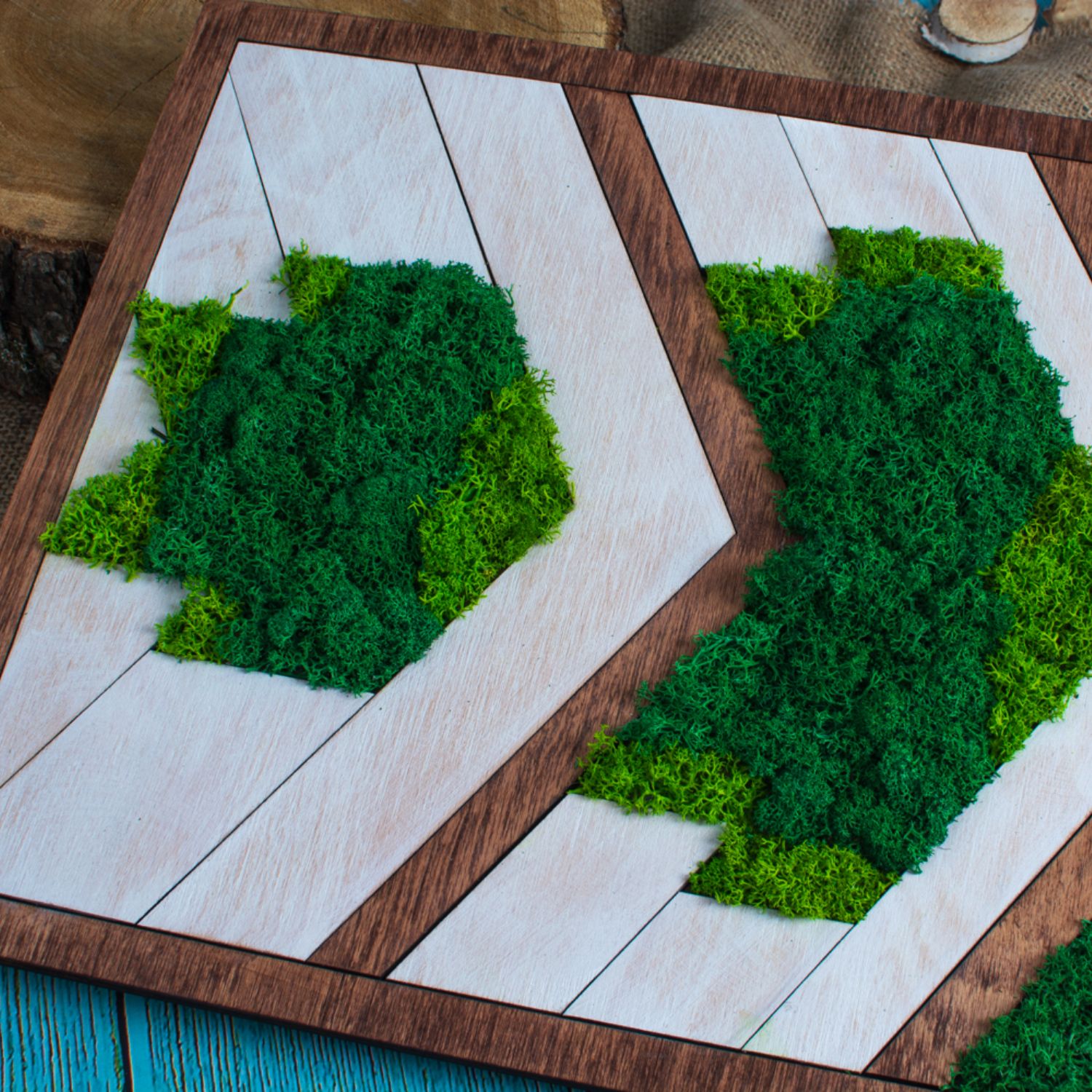 Decor de Perete Mozaic HH1538 din lemn Personalizat cu Licheni 30x30 cm ...