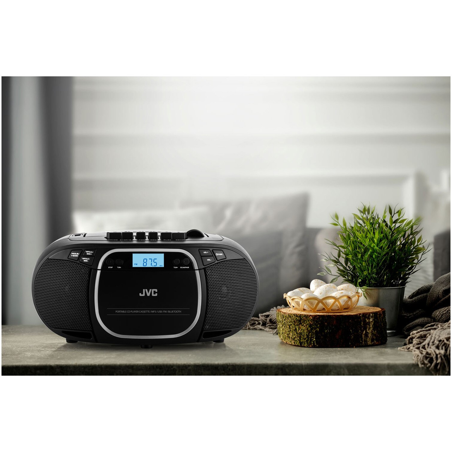 Radio Cu Casetofon Si Player CD JVC RC E451B 2 X 1 6 W RMS FM Radio Cu Casetofon Si Player CD JVC RC E451B 2 X 1 6 W RMS FM