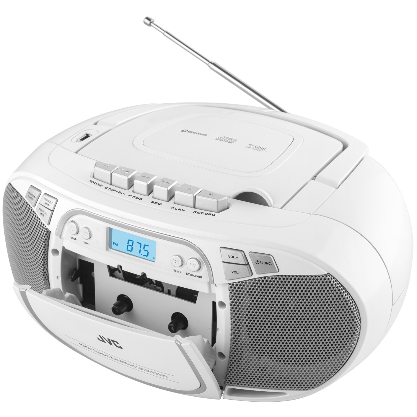 Radio Cu Casetofon Si Player CD JVC RC E451W 2 X 1 6 W RMS FM Radio Cu Casetofon Si Player CD JVC RC E451W 2 X 1 6 W RMS FM
