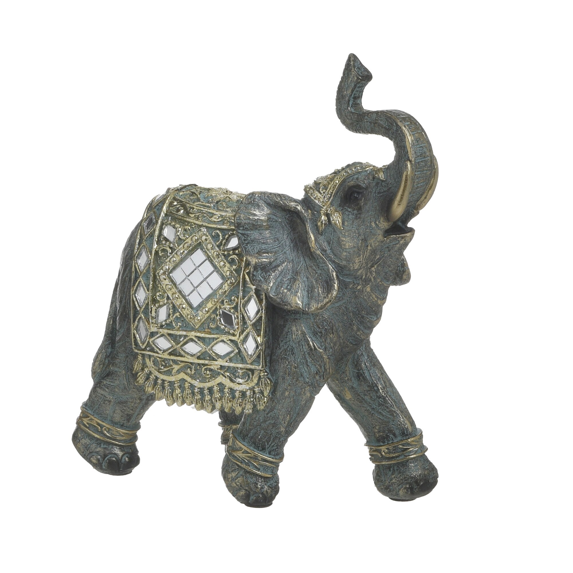 Bibelou decoratiune elefant, din rasina, verde-auriu, 17Χ7Χ19 cm - eMAG.ro