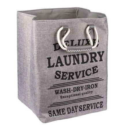 Cos de rufe pliabil, cu manere, gri, 45 L, SyaMAG®, 32x32x45 cm - eMAG.ro