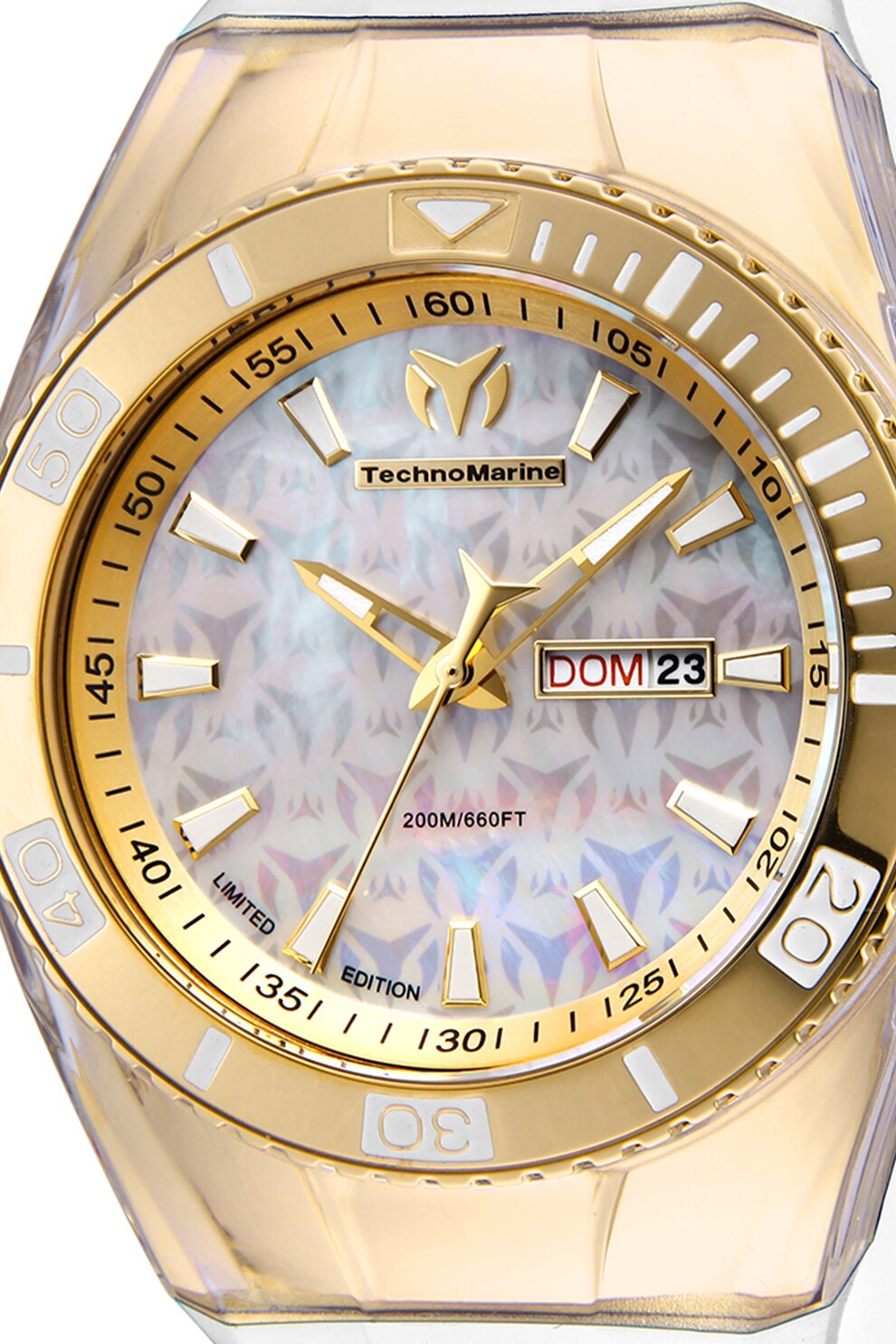 TechnoMarine, Ceas analog cu o curea de silicon, Auriu, Alb - eMAG.ro
