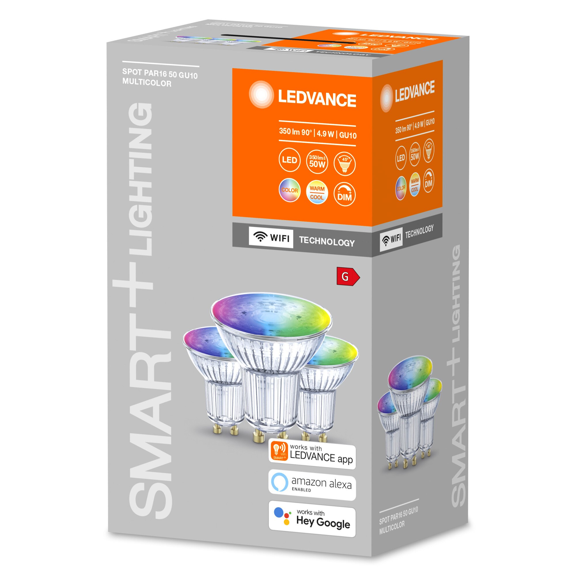 Set 3 becuri spot LED RGBW inteligente Ledvance Smart, Wi-Fi, GU10, 5W ...