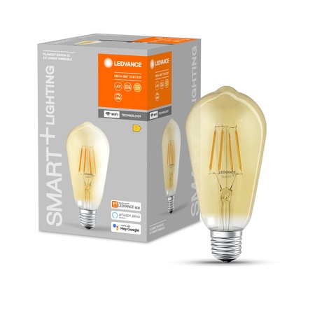 Bec LED inteligent vintage (decorativ) Ledvance Smart, Wi-Fi, filament, Gold Edison, dimabil ...