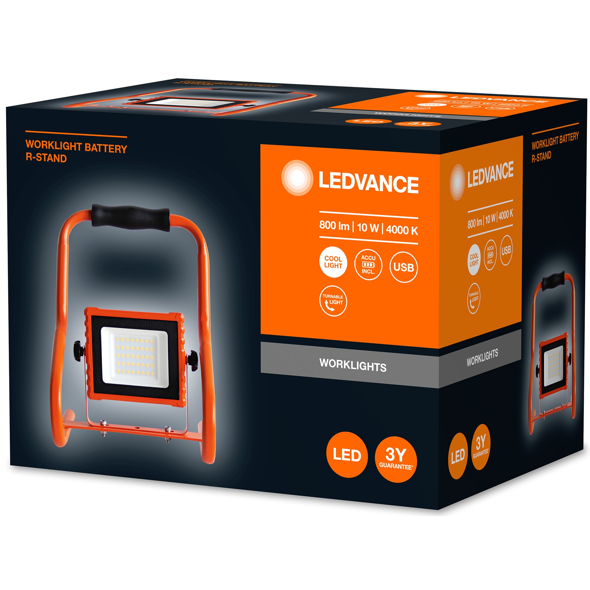 Proiector LED portabil Ledvance 10W, 800 lm, 4000K, IP44, autonomie 4h ...