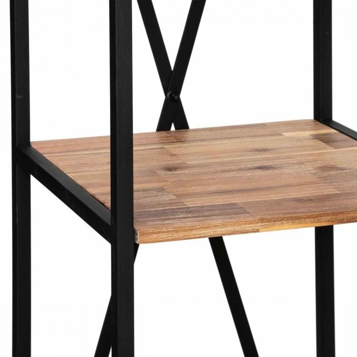 Raft cu 5 polite din lemn, structura metal negru, Edene, 45x35x180 cm ...