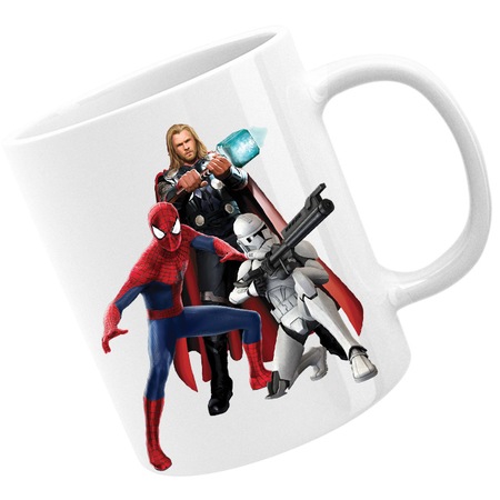 Чаша Star Wars Spiderman Thor Marvel Clone Trooper, Бял, 330 мл - eMAG.bg