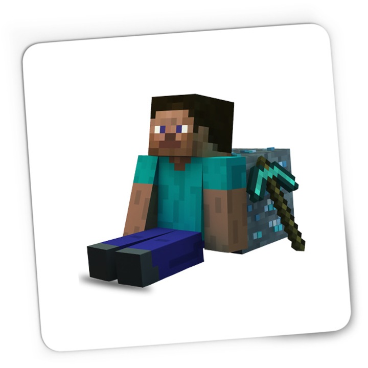 Mousepad Gaming Minecraft Diamond Cube Pickaxe Mining Sit Steve, 21x19 ...