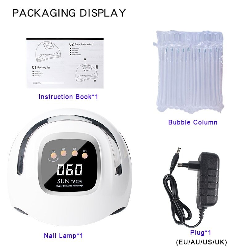 Лампа за маникюр и педикюр Sun T6 Max, 220W, 57 LED светлини, 4 таймера ...
