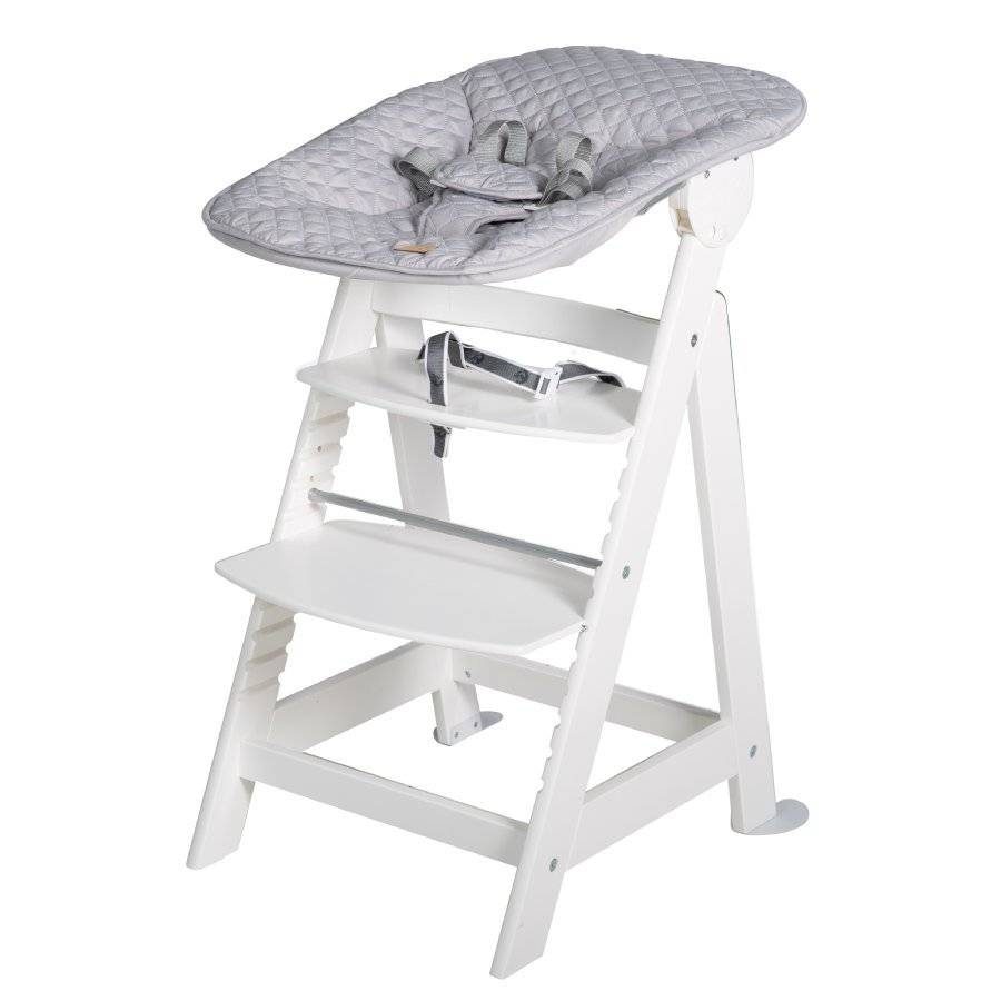 Scaun inalt copii Roba Born Up alb Set 2-in-1 cu scoica, din lemn - eMAG.ro