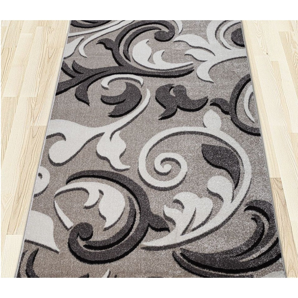 Traversa Prato, model floral 3014, Gri/Alb, 60x600 cm - eMAG.ro