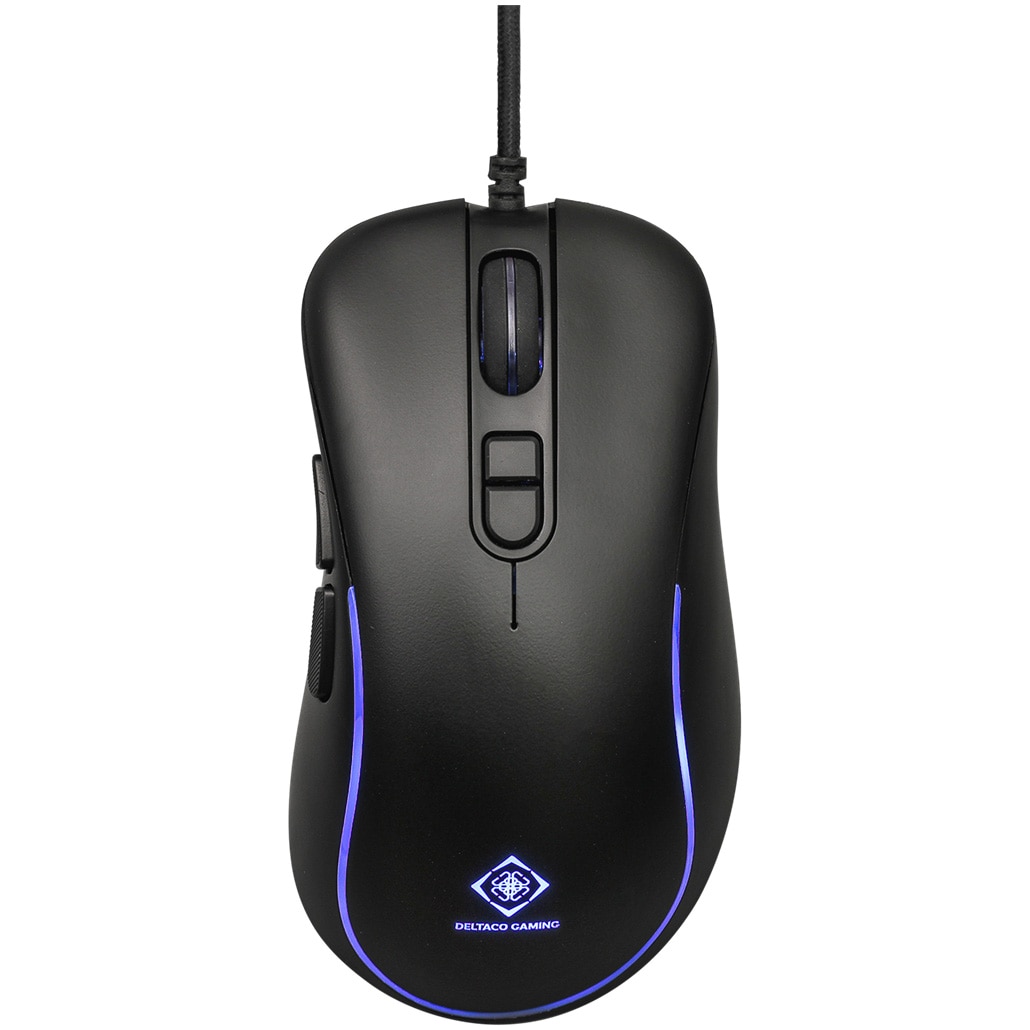 Mouse gaming cu fir DELTACO GAMING DM120, 7 butoane LED, 2400 DPI, 95g ...